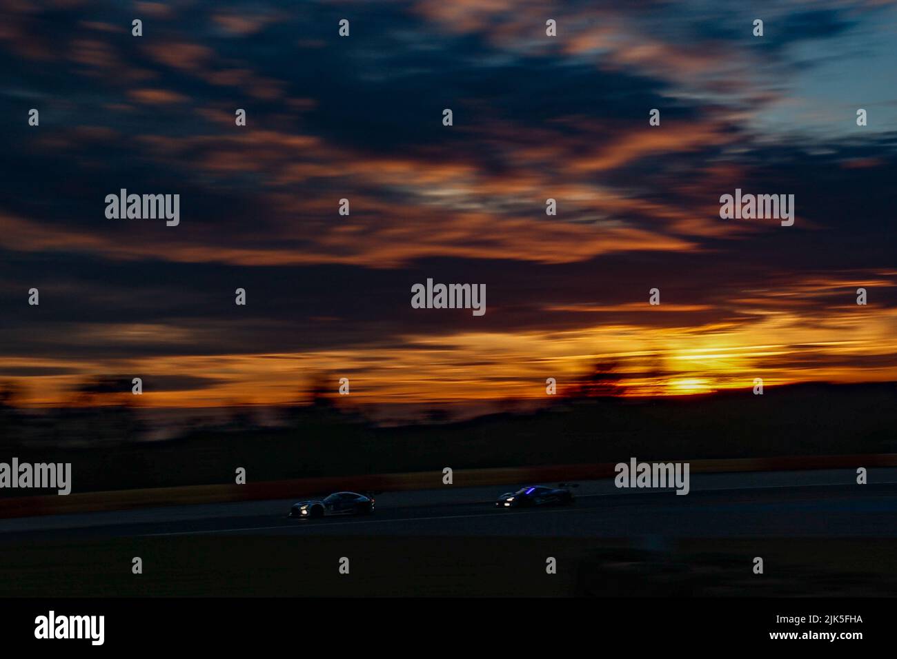 track, piste,, sunset, racing car during the TotalEnergies 24 hours of ...