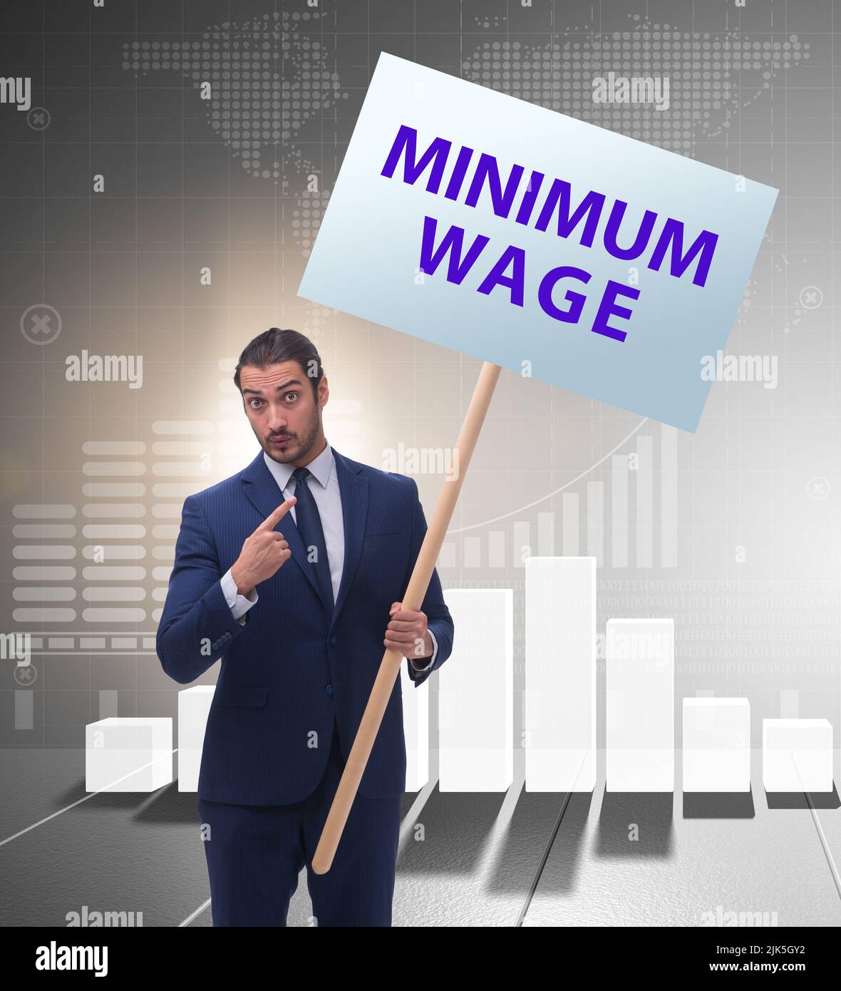 The concept of minimum wage with businessman Stock Photo - Alamy