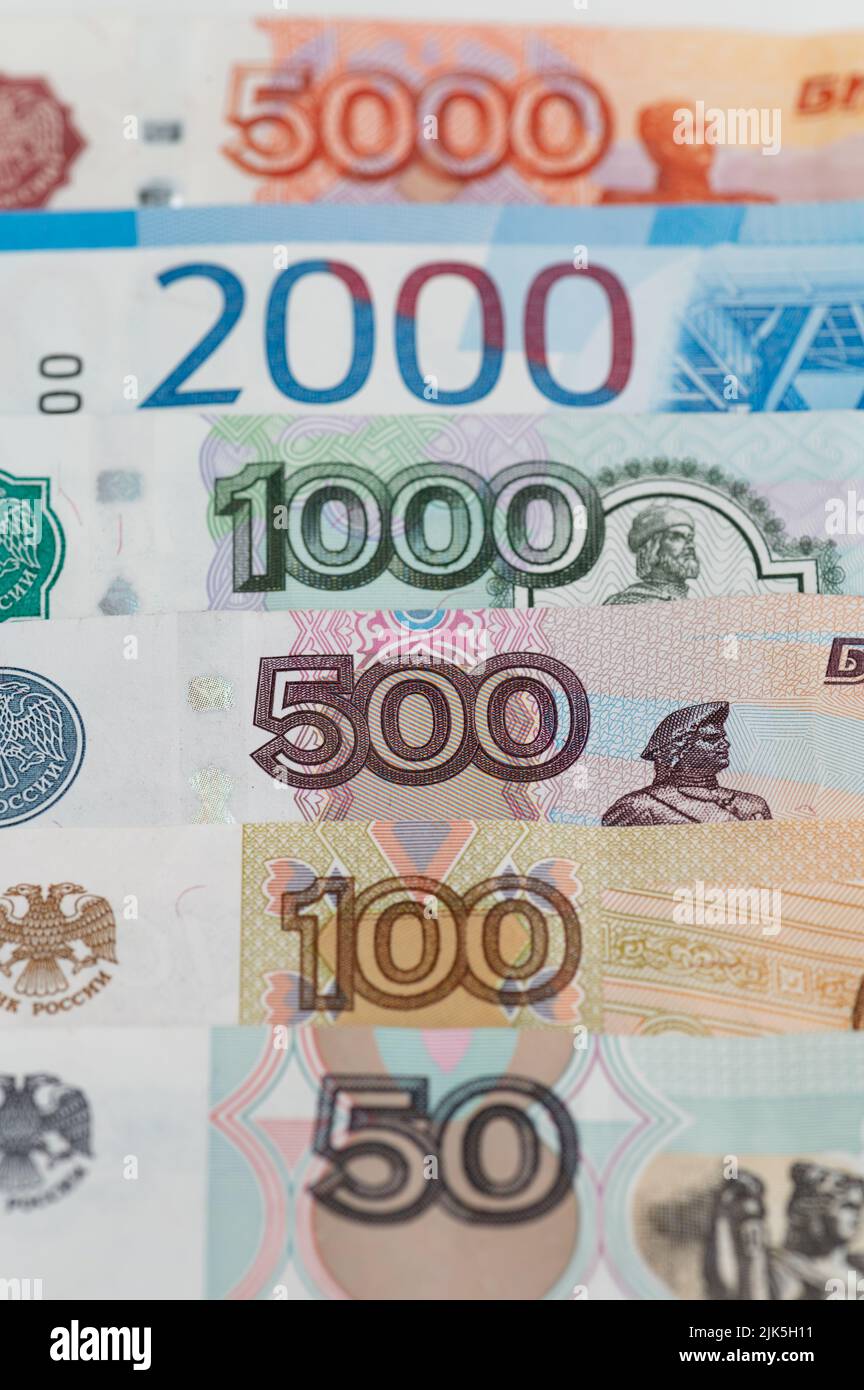 Russian rubles background. Money background and texture. Banknotes of ...