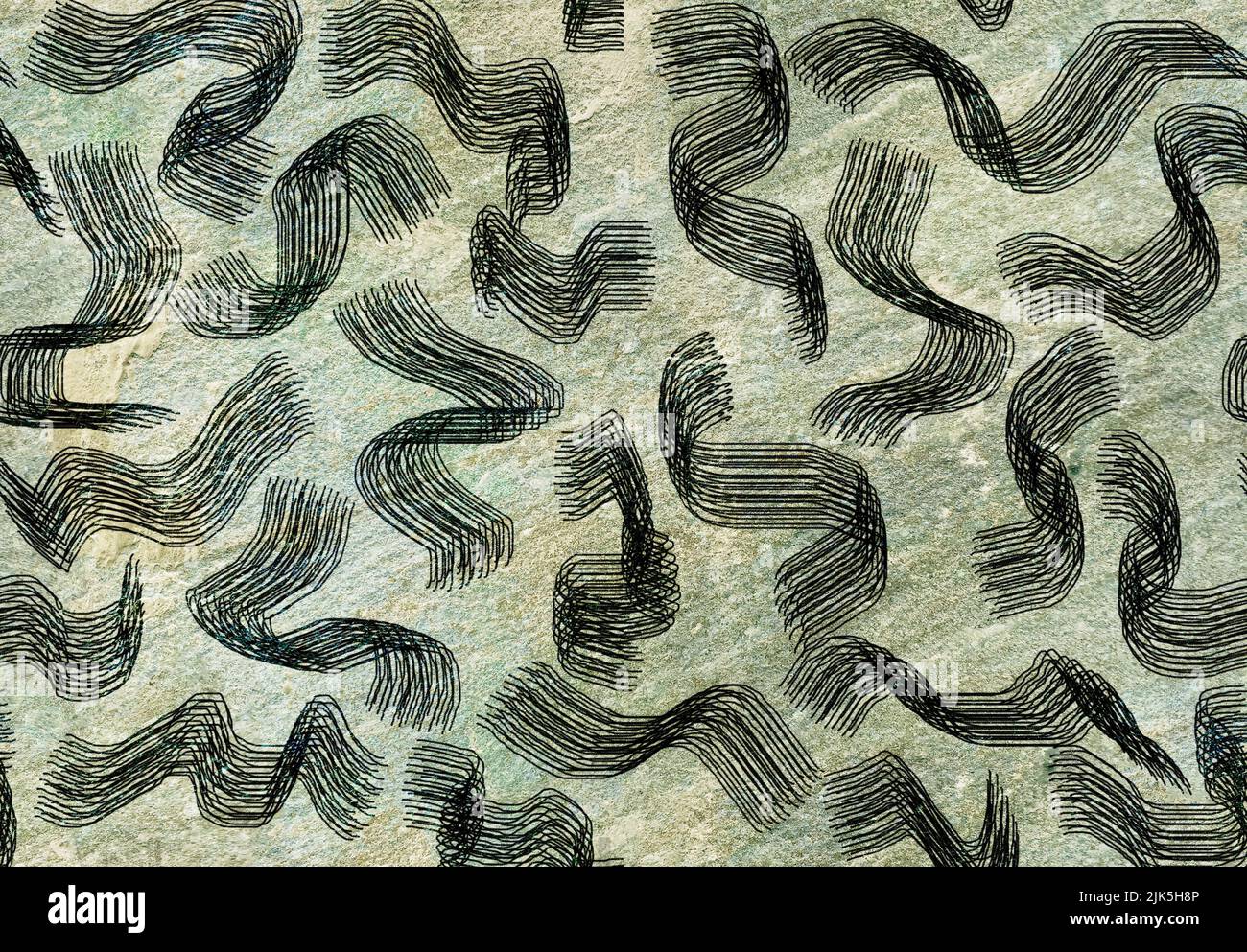 curly wavy black color seamless pattern Stock Photo - Alamy