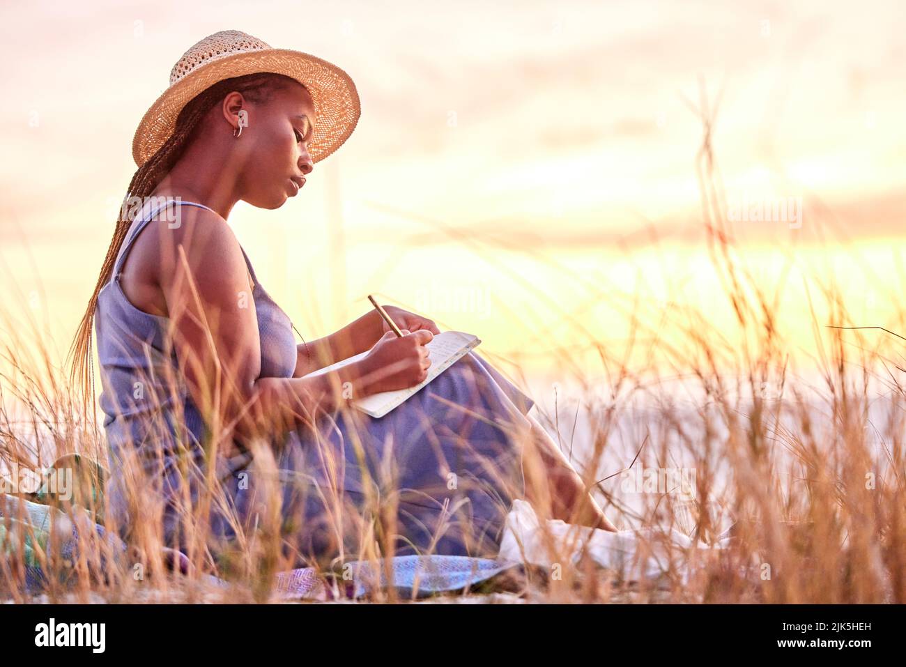 We delve and dive unceasingly. a young woman writing in her journal at ...