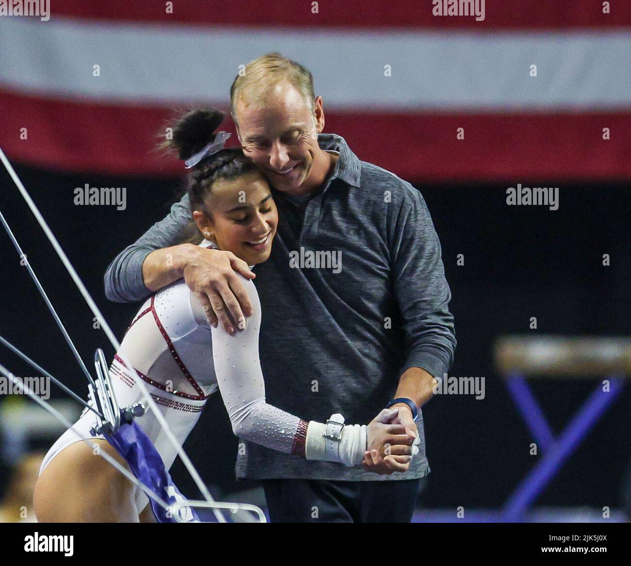 July 30, 2022: Addison Fatta hugs her father and coach, Tony Fatta ...