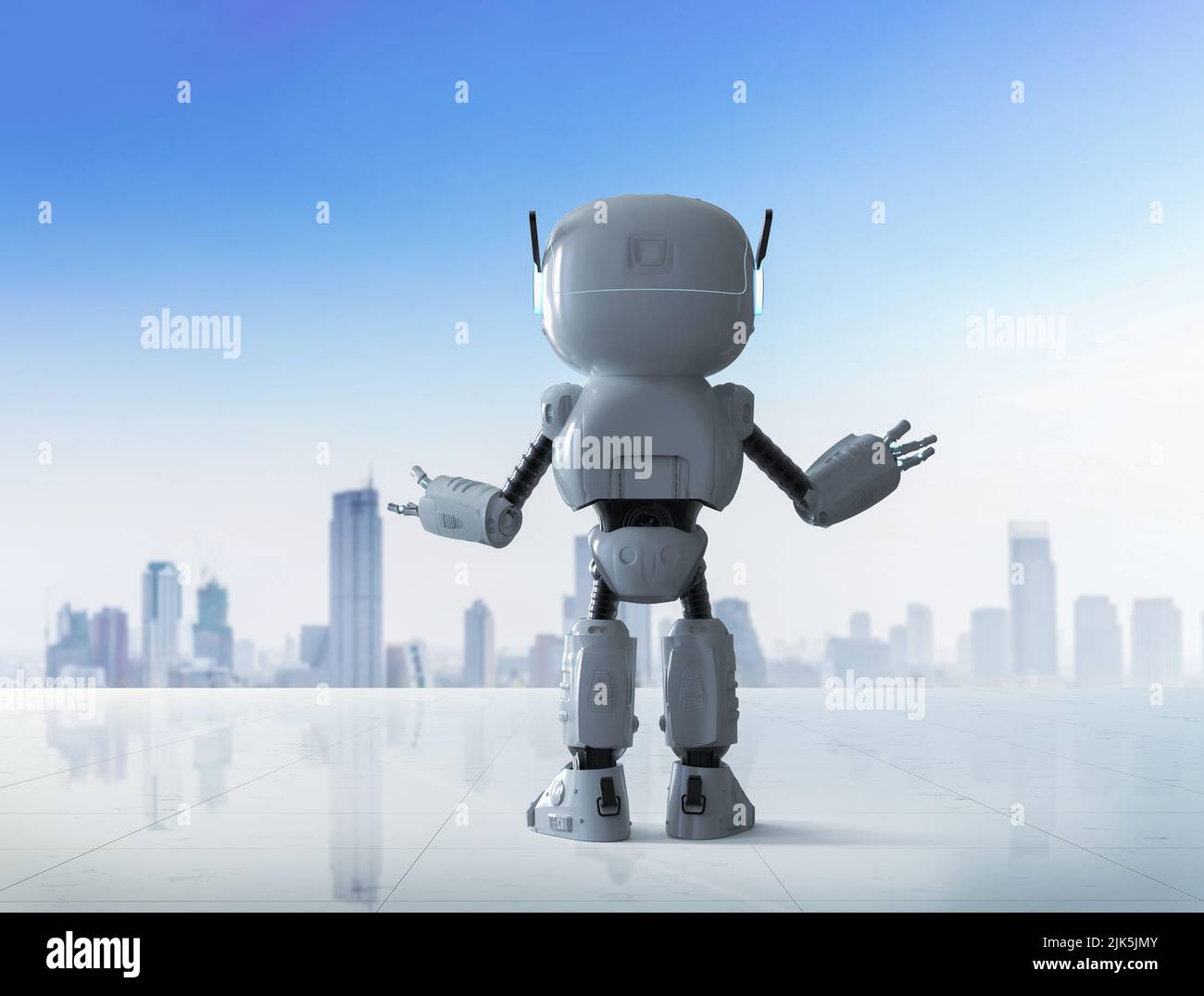 Artificial intelligence robot for smart city with 3d rendering rear ...