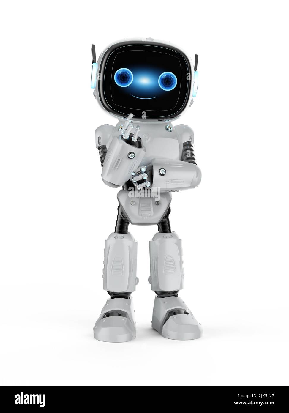 3d rendering cute and small artificial intelligence assistant robot ...