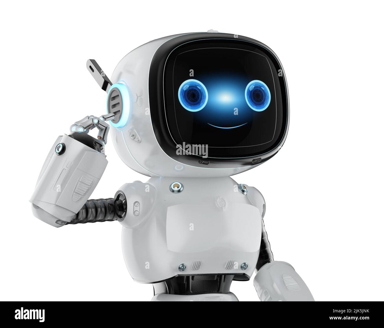 3d rendering cute and small artificial intelligence assistant robot ...