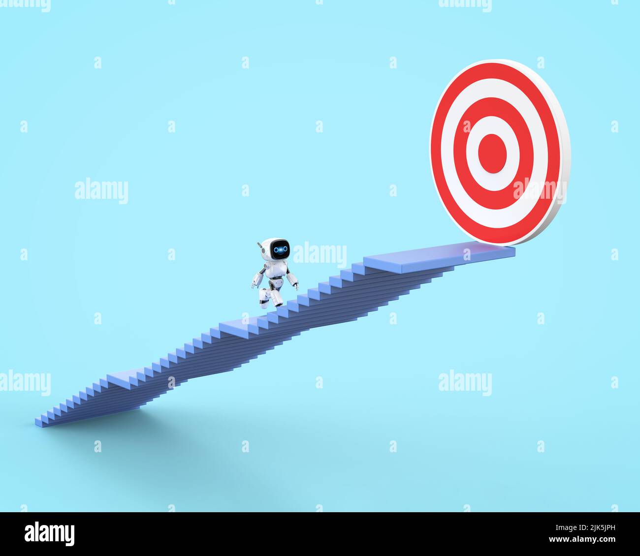 Technology for business target concept with 3d rendering robot climbing ...