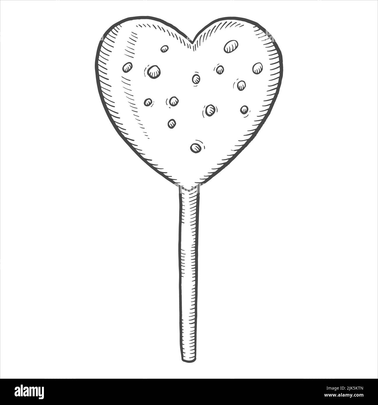 love heart stick sweet candy isolated doodle hand drawn sketch with ...