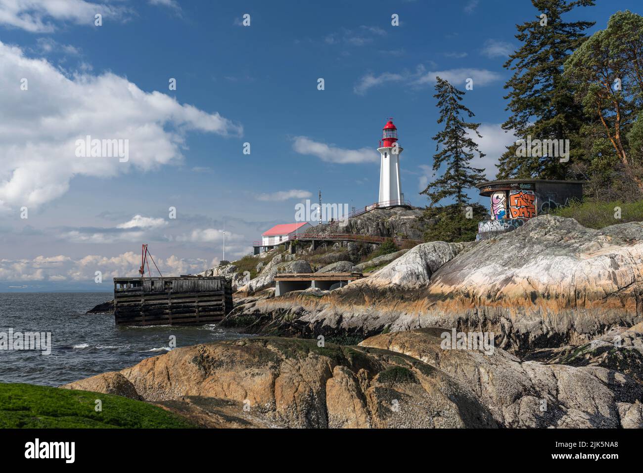 The lighthouse at Lighthouse Park in West Vancouver, British Columbia ...