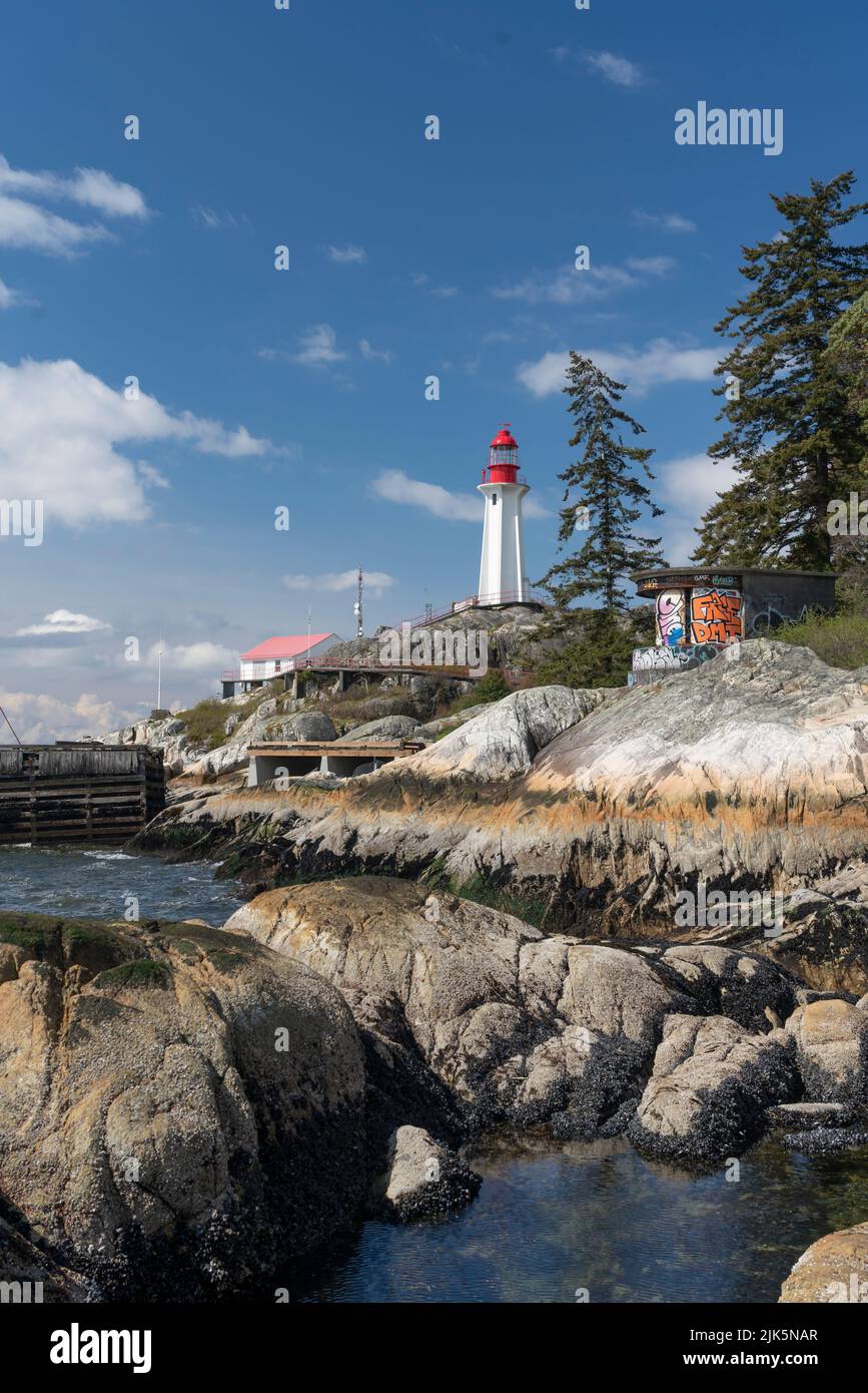 The lighthouse at Lighthouse Park in West Vancouver, British Columbia ...