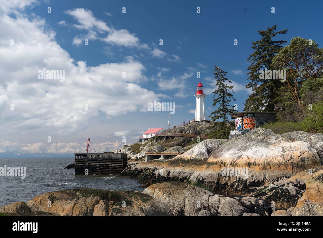 The lighthouse at Lighthouse Park in West Vancouver, British Columbia ...