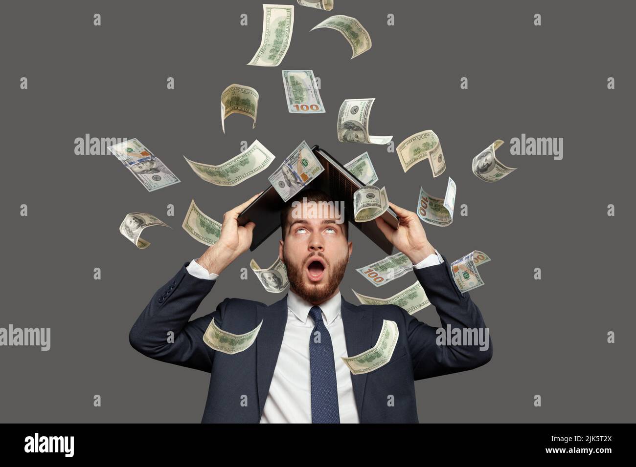 Businessman screaming super excited. Happy young guy celebrating ...