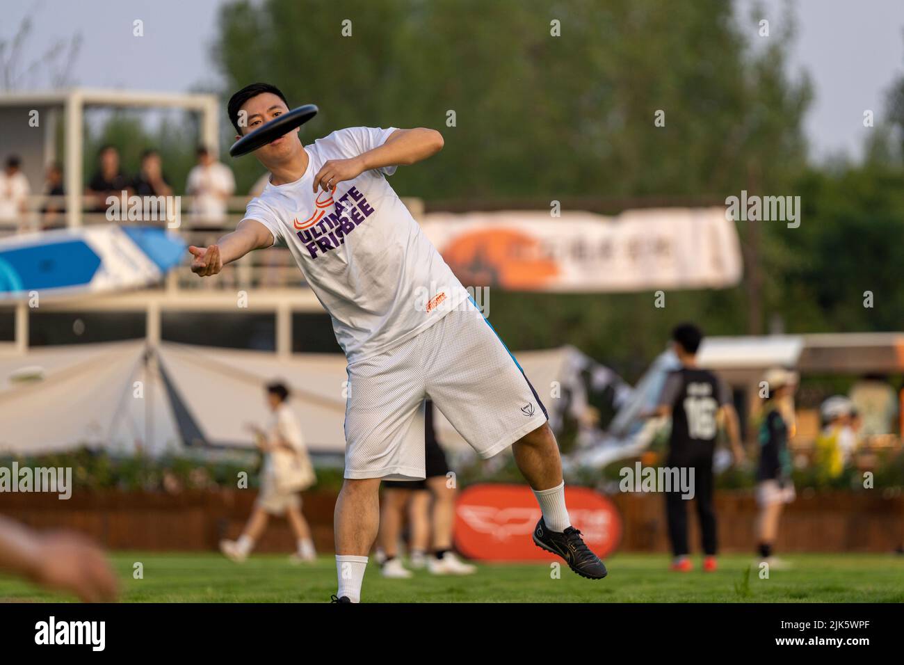 HEFEI, CHINA - JULY 30, 2022 - Frisbee enthusiasts compete in the ...