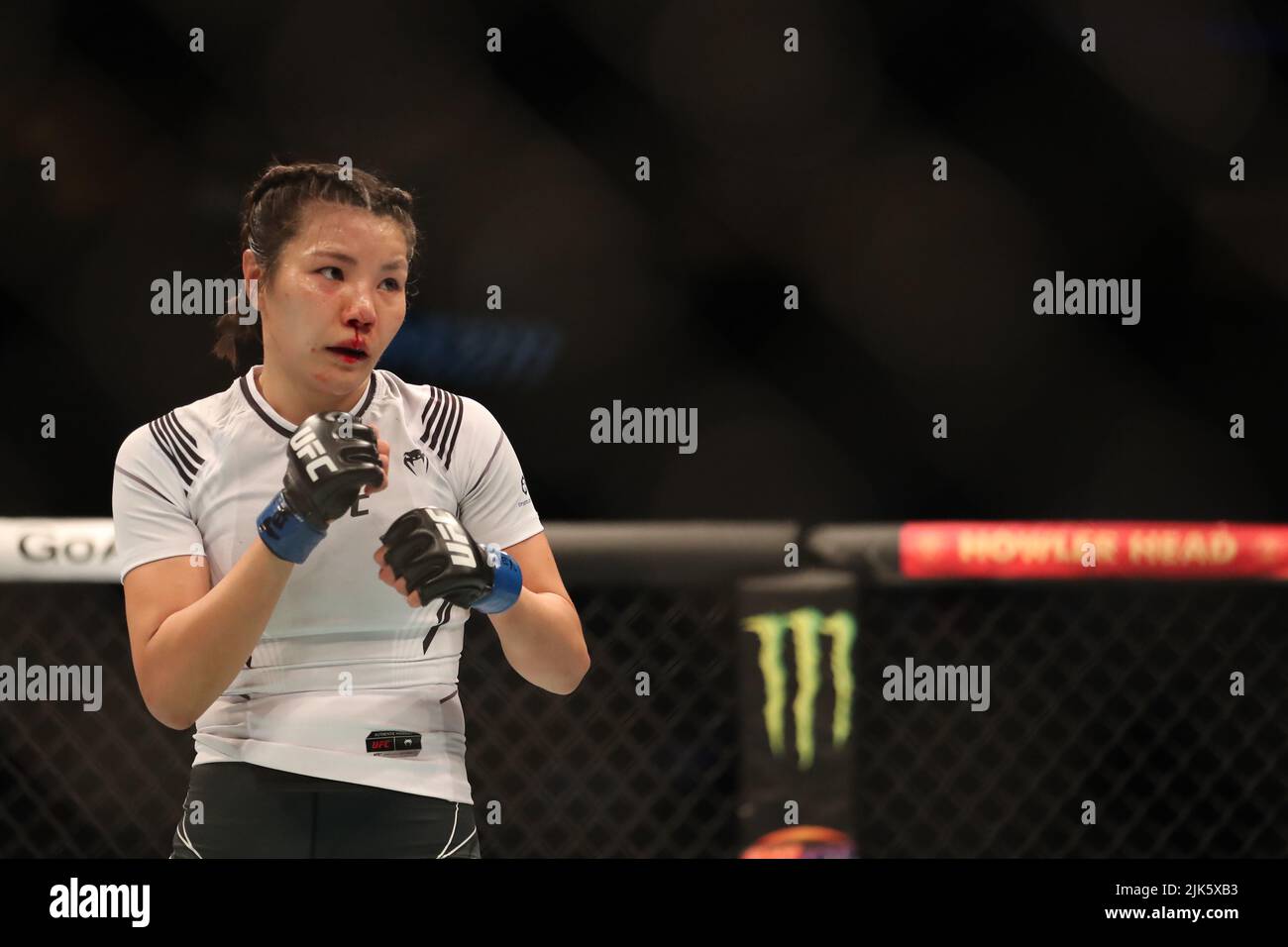 DALLAS, TX - JULY 30: Ji Yeon Kim looks on during the UFC 277 event at ...