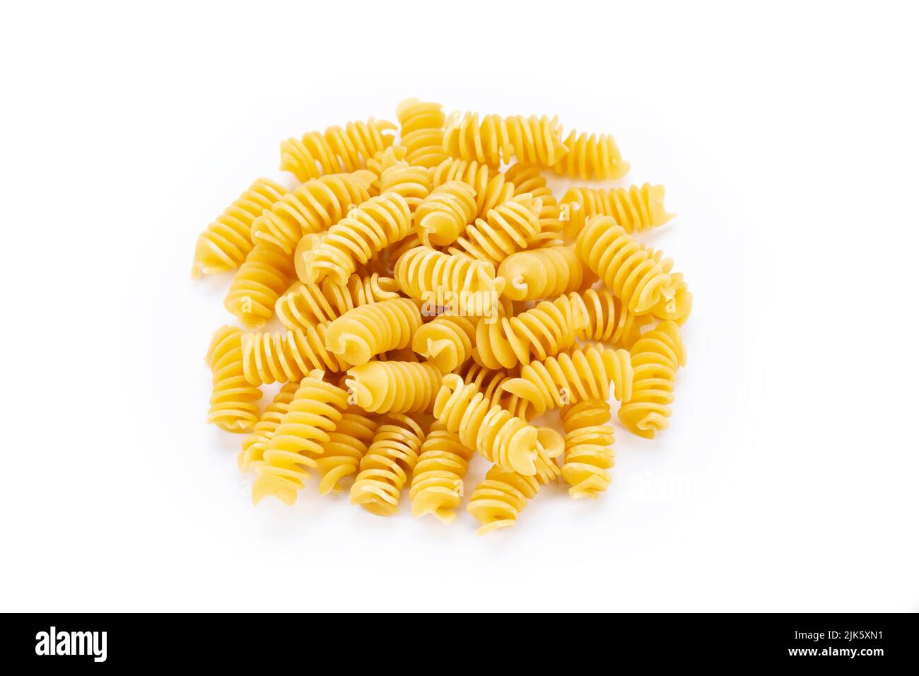 Pasta close-up. Fusilli spirale, on white background. Full depth of ...