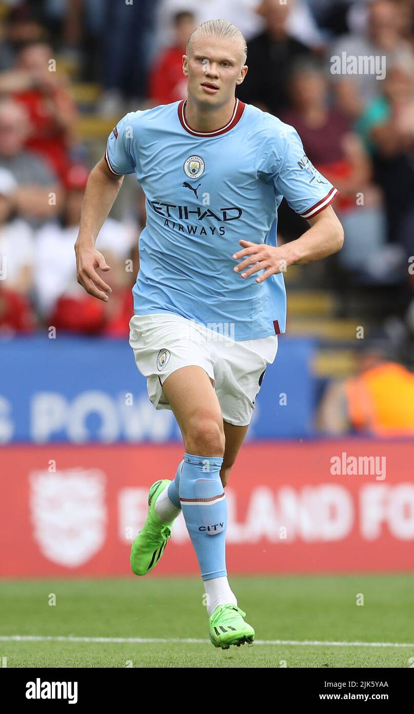 Leicester, England, 30th July 2022. Erling Haaland of Manchester City ...