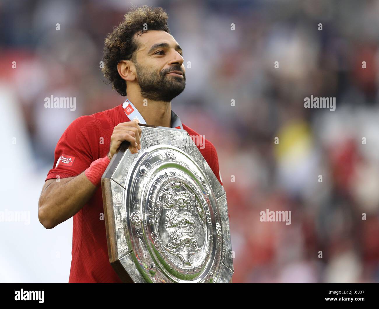 Leicester, UK. 30th July, 2022. Mohamed Salah of Liverpool with the ...