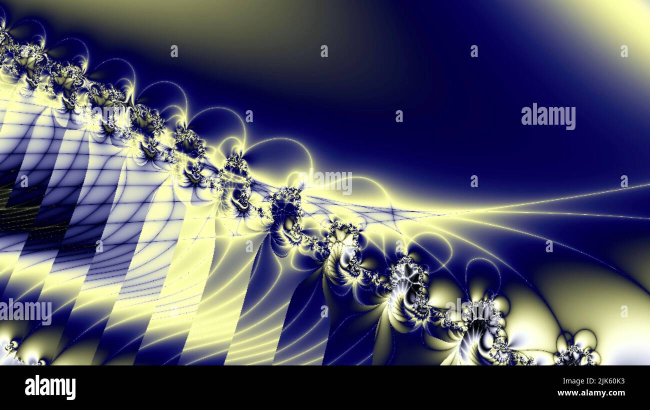 bright abstract blue-yellow pattern from lines of weaves and flowers ...