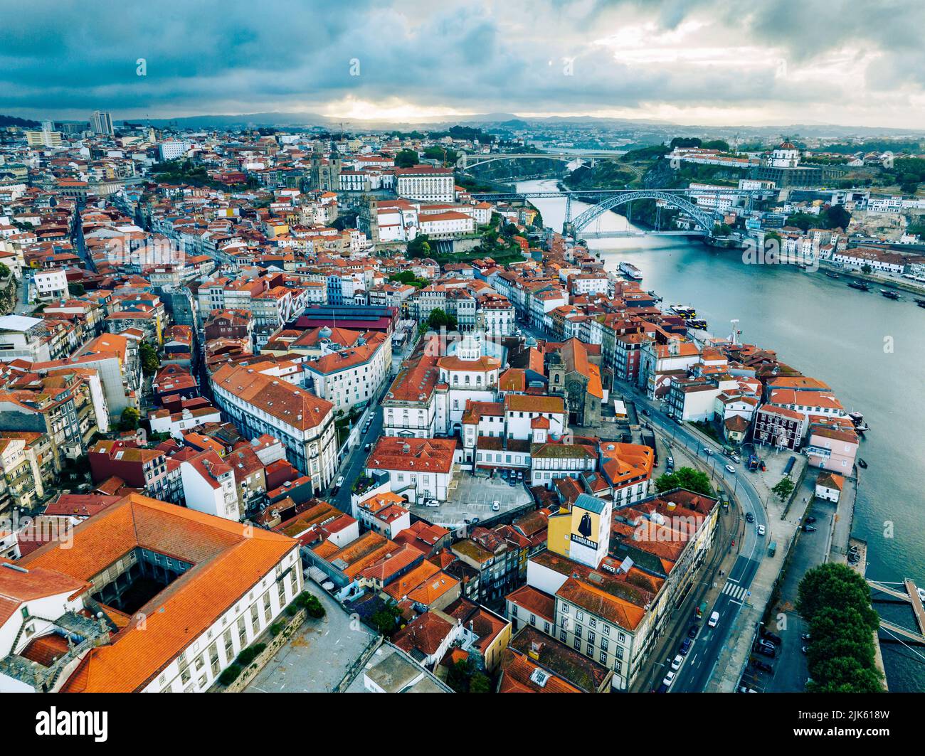 Porto Portugal Aerial View. Dom Luis Bridge at Sunrise. Porto, Portugal ...