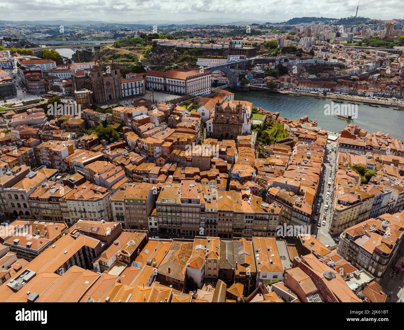 Porto Portugal Aerial View. Dom Luis Bridge at Sunrise. Porto, Portugal ...