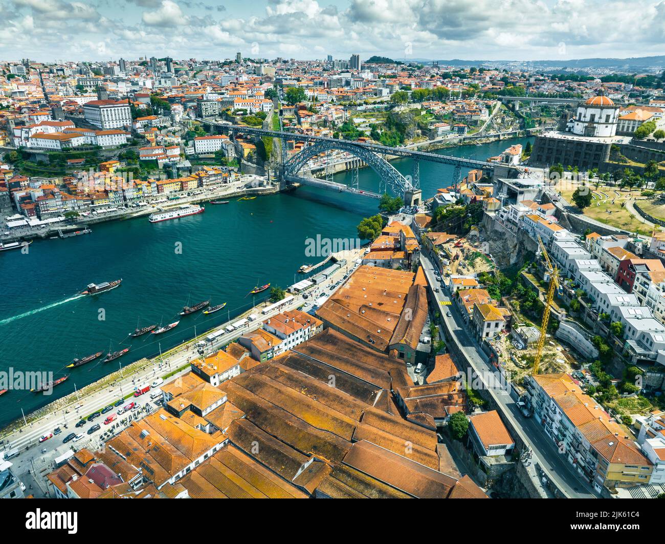 Porto Portugal Aerial View. Dom Luis Bridge at Sunrise. Porto, Portugal ...