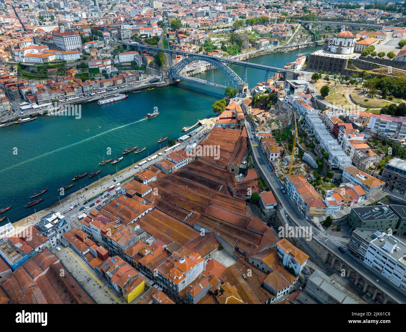 Porto Portugal Aerial View. Dom Luis Bridge at Sunrise. Porto, Portugal ...