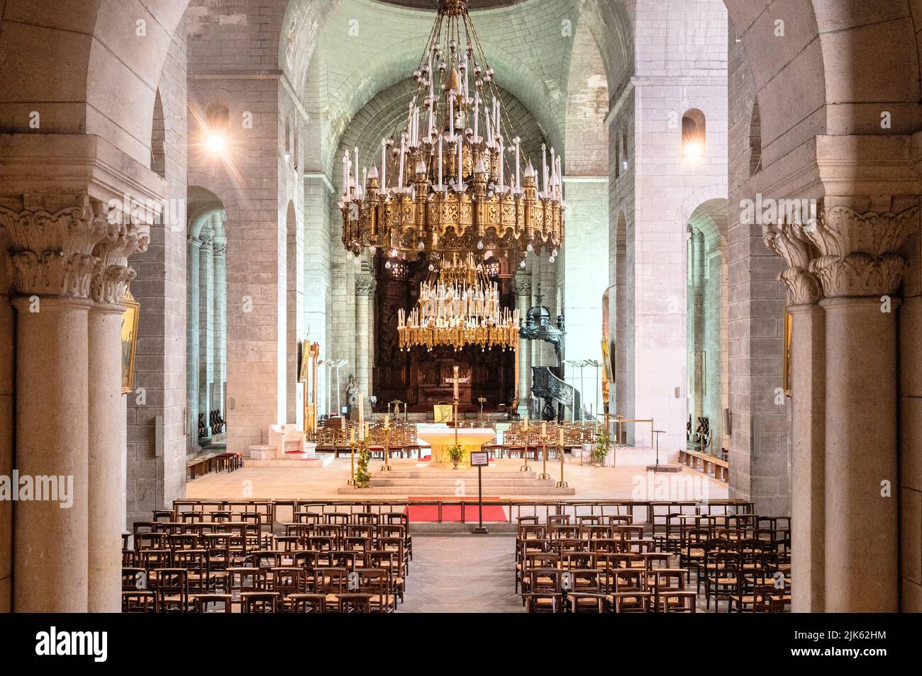 The inside of the cathedral Saint-Front in Périgueux, said to be the ...