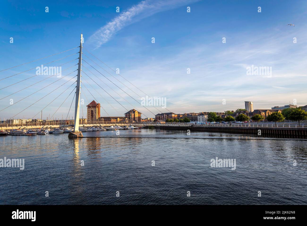 The marina and Millennium bridge in Swansea, South Wales, also known as ...