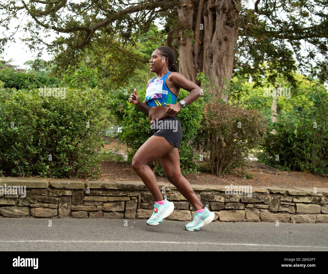 Sharon Firisua (SOL) competing in the women's marathon on day two of ...