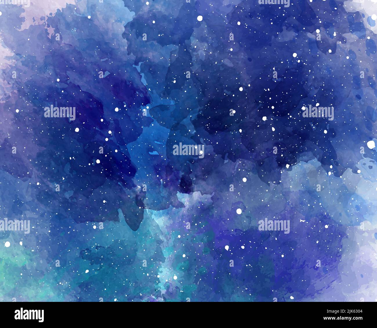 Watercolor space background. Starry sky ink texture. Blue, purple ...