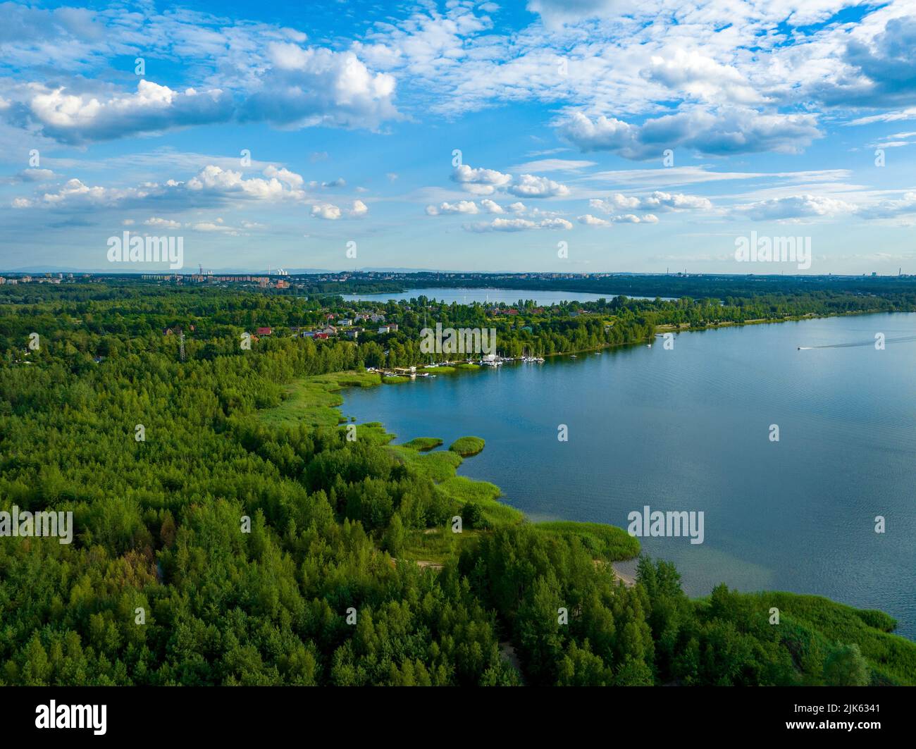 Pogoria IV lake in Dabrowa Górnicza Aerial View. Popular tourist ...