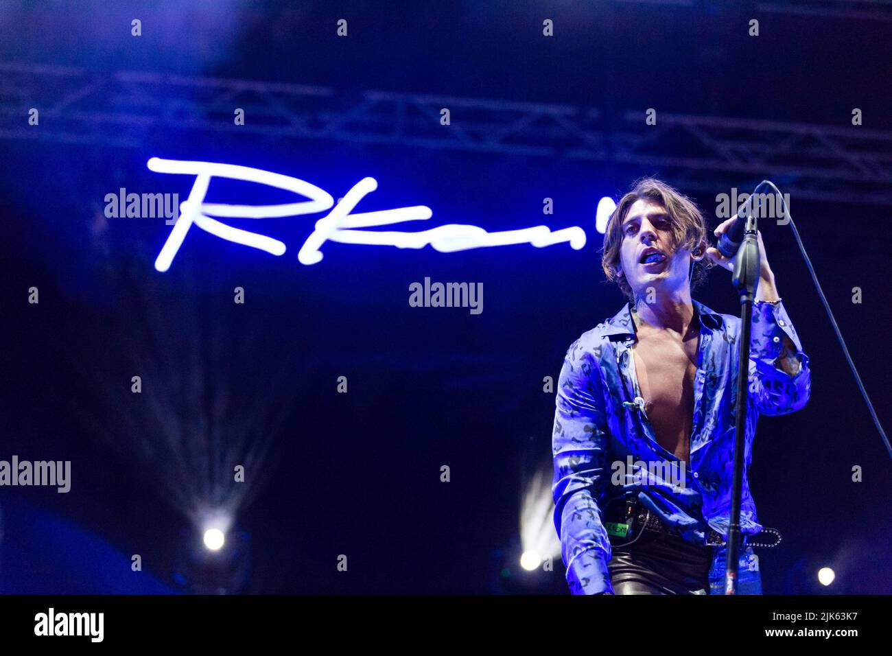 Rock in Roma, Rome, Italy, July 30, 2022, Rkomi singing on stage during ...