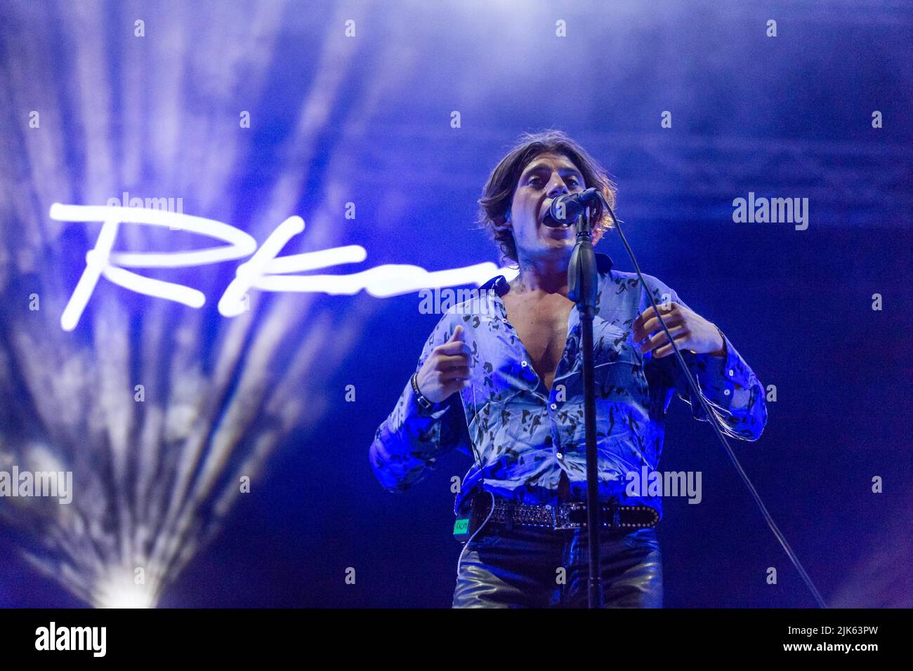 Rock in Roma, Rome, Italy, July 30, 2022, Rkomi singing on stage during ...