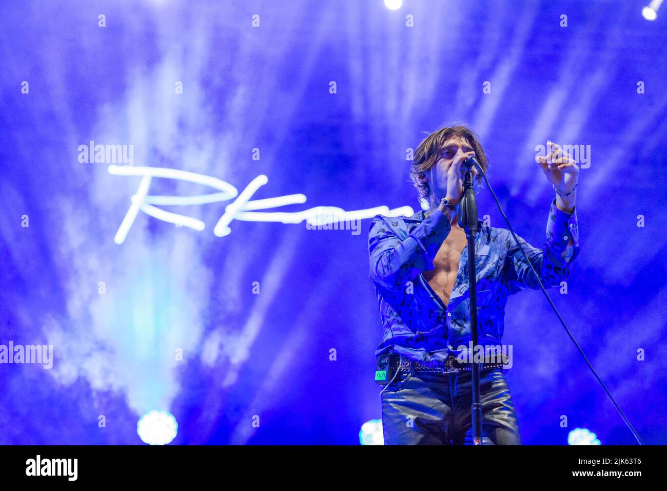 Rock in Roma, Rome, Italy, July 30, 2022, Rkomi singing on stage during ...