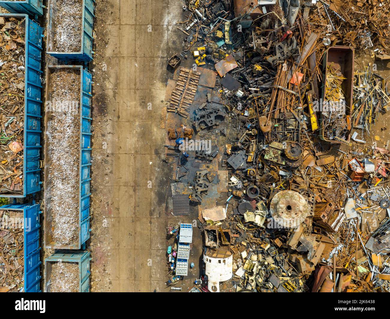 Scrap Metal Recycling. Aerial View of Industrial Scrap Processing ...