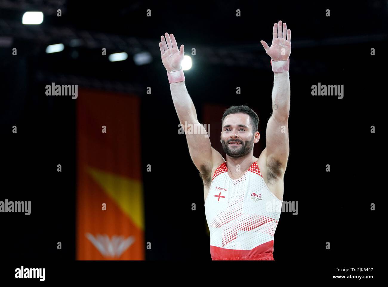 England's James Hall in action during his floor rotation at Arena ...