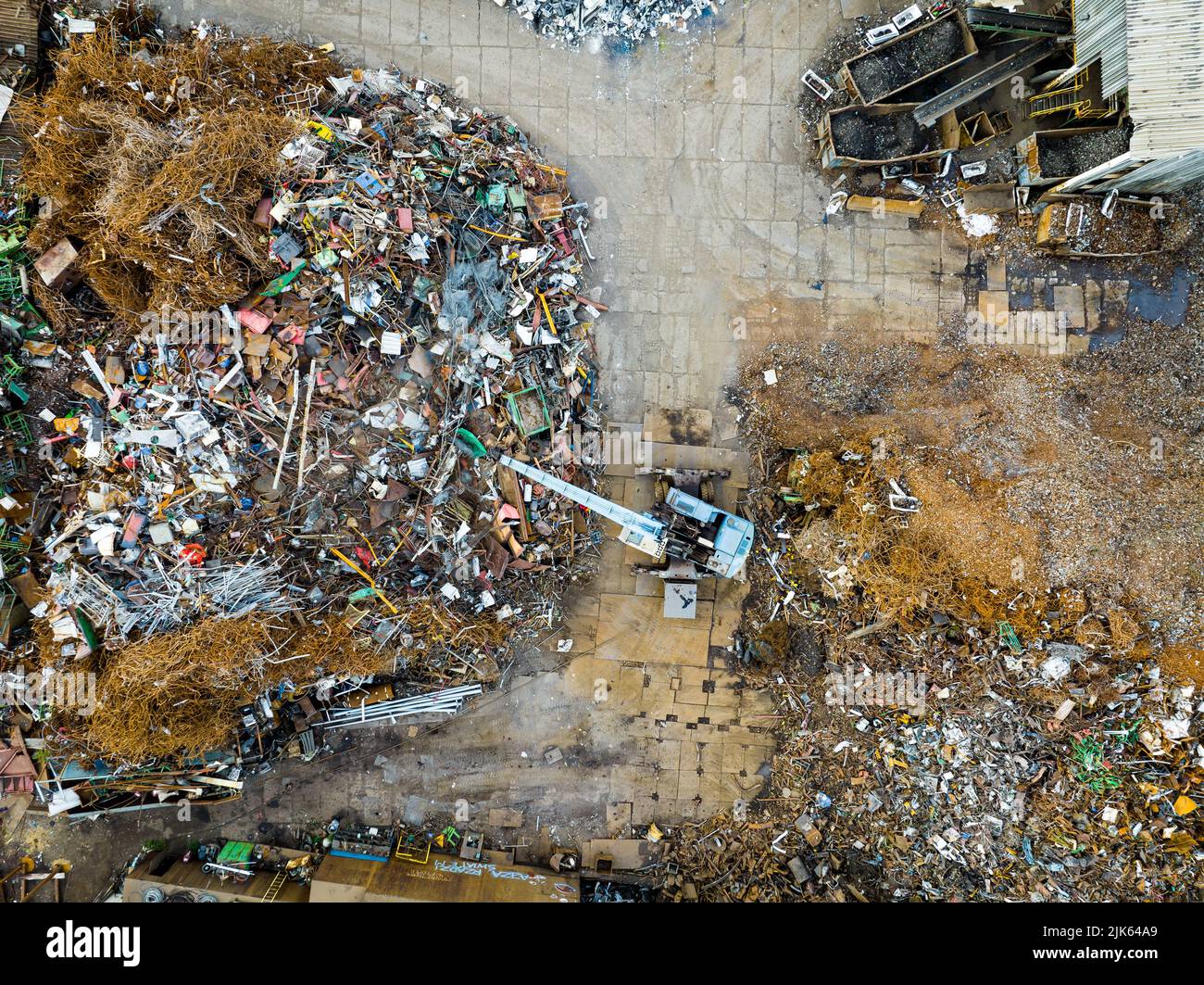 Scrap Metal Recycling. Aerial View of Industrial Scrap Processing ...