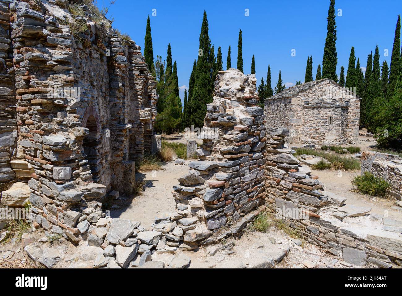 Byzantine monastery at Kesariani aesthetic forest on mountain Hymettus ...