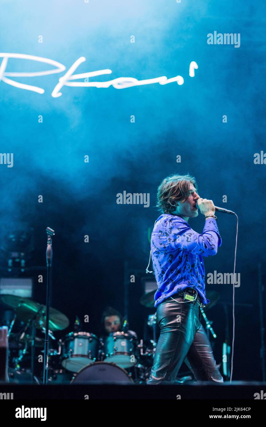 Rock in Roma, Rome, Italy, July 30, 2022, Rkomi singing on stage during ...