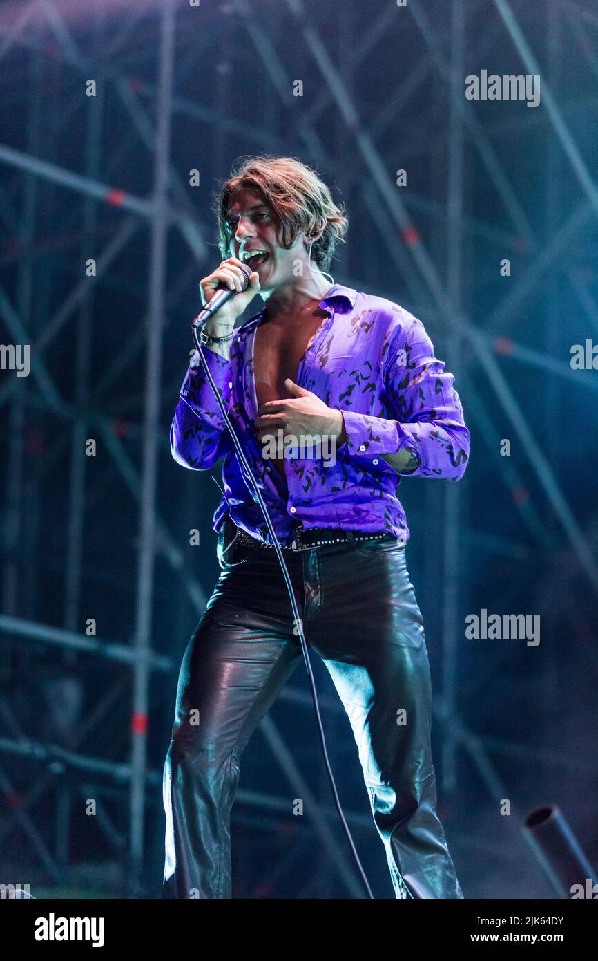 Rock in Roma, Rome, Italy, July 30, 2022, Rkomi singing on stage during ...