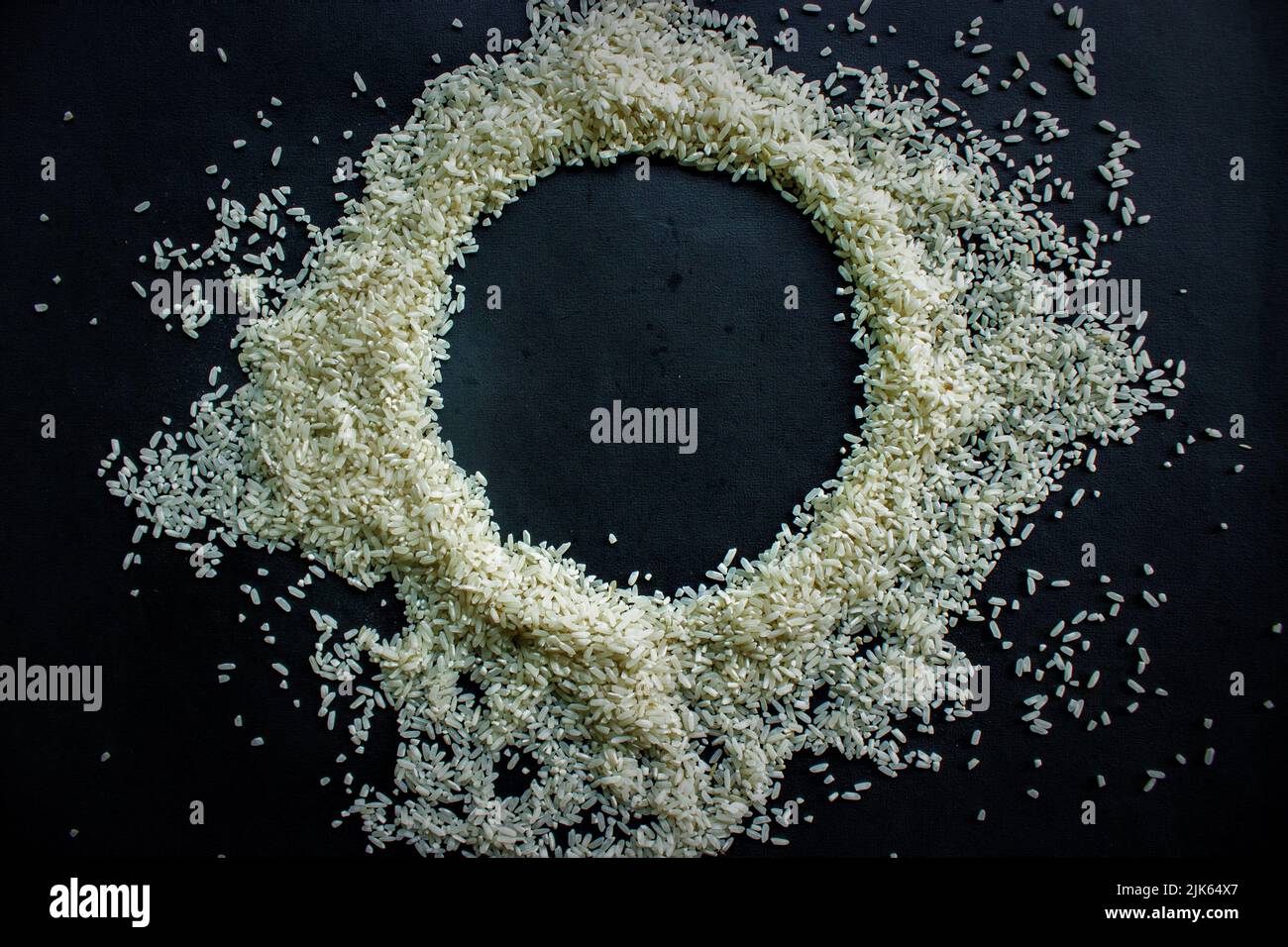 Raw rice from Indonesia with look circle shape in the center isolated ...