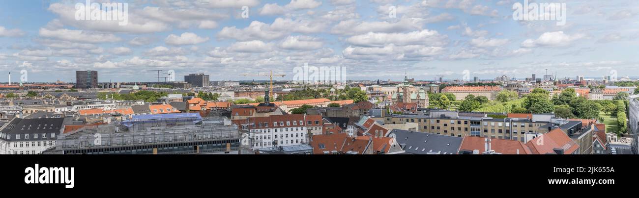 aerial cityscape with roofs north-east of The Round Tower, shot from ...