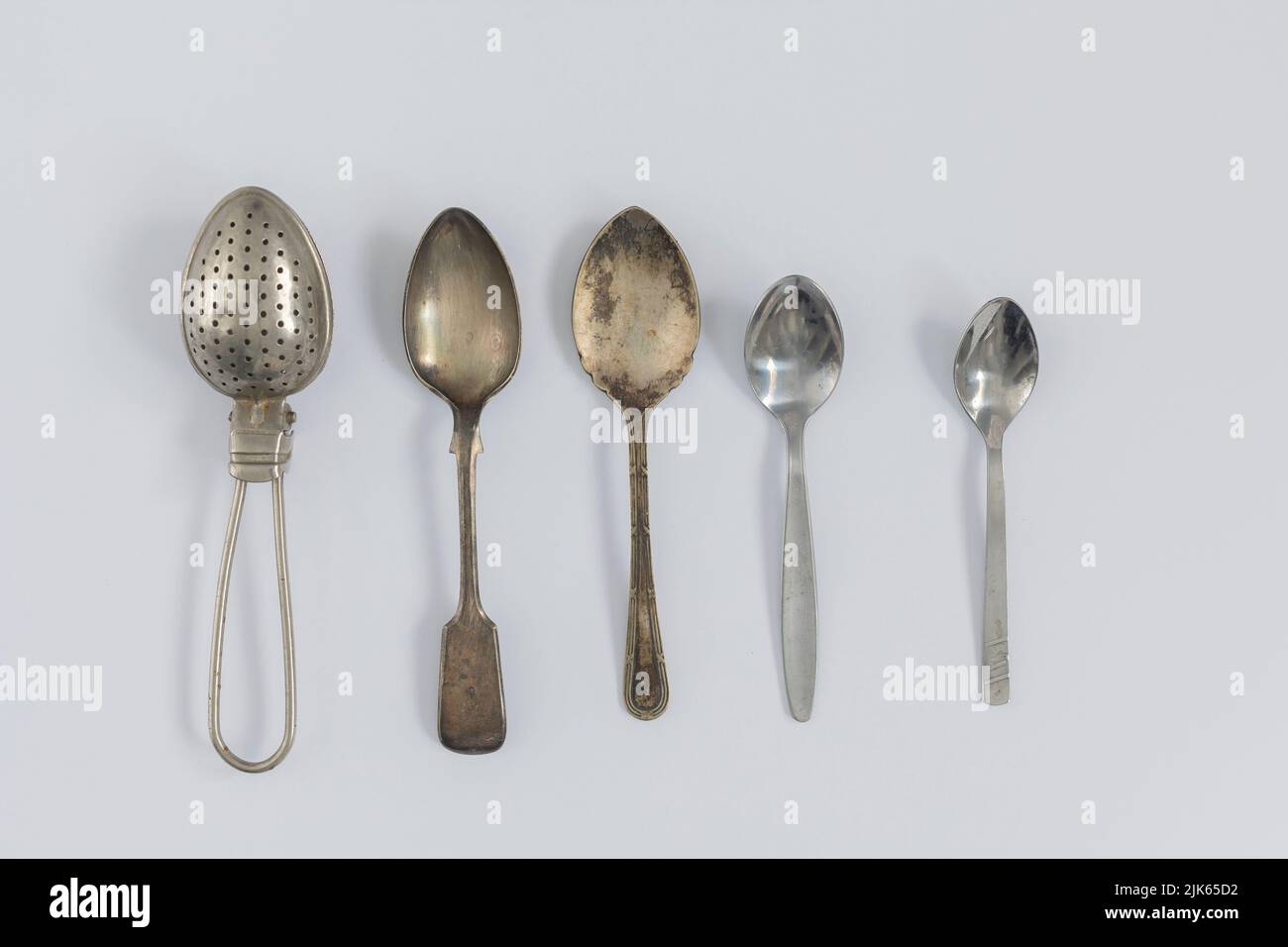 Vintage Tea Spoons isolated on a white background Stock Photo - Alamy