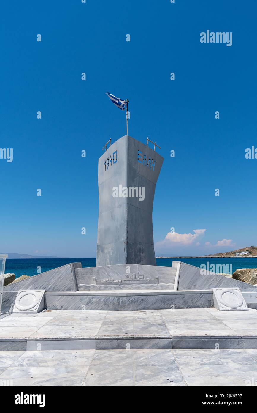 Tinos, Greece - June 11 2021: Elli's Monument at Tinos port in memory ...