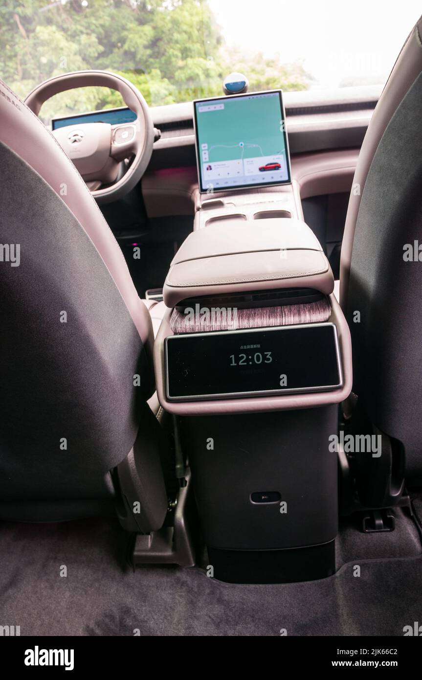 The rear of the center console of the Nio ES7 Premier Edition on an ...