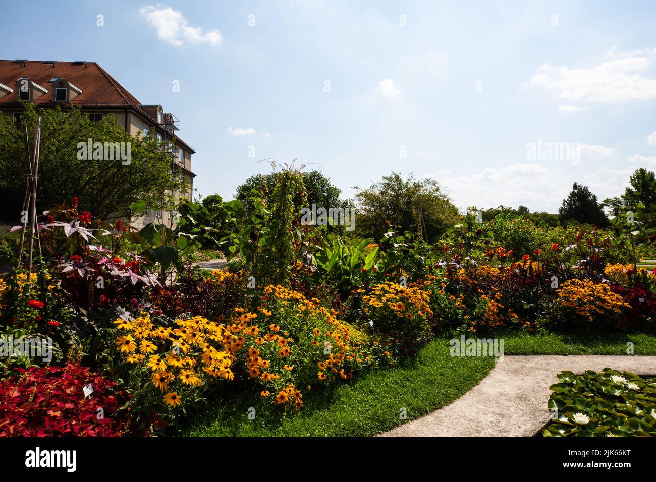 botanical garden in munich, blue sky, landscape Stock Photo - Alamy
