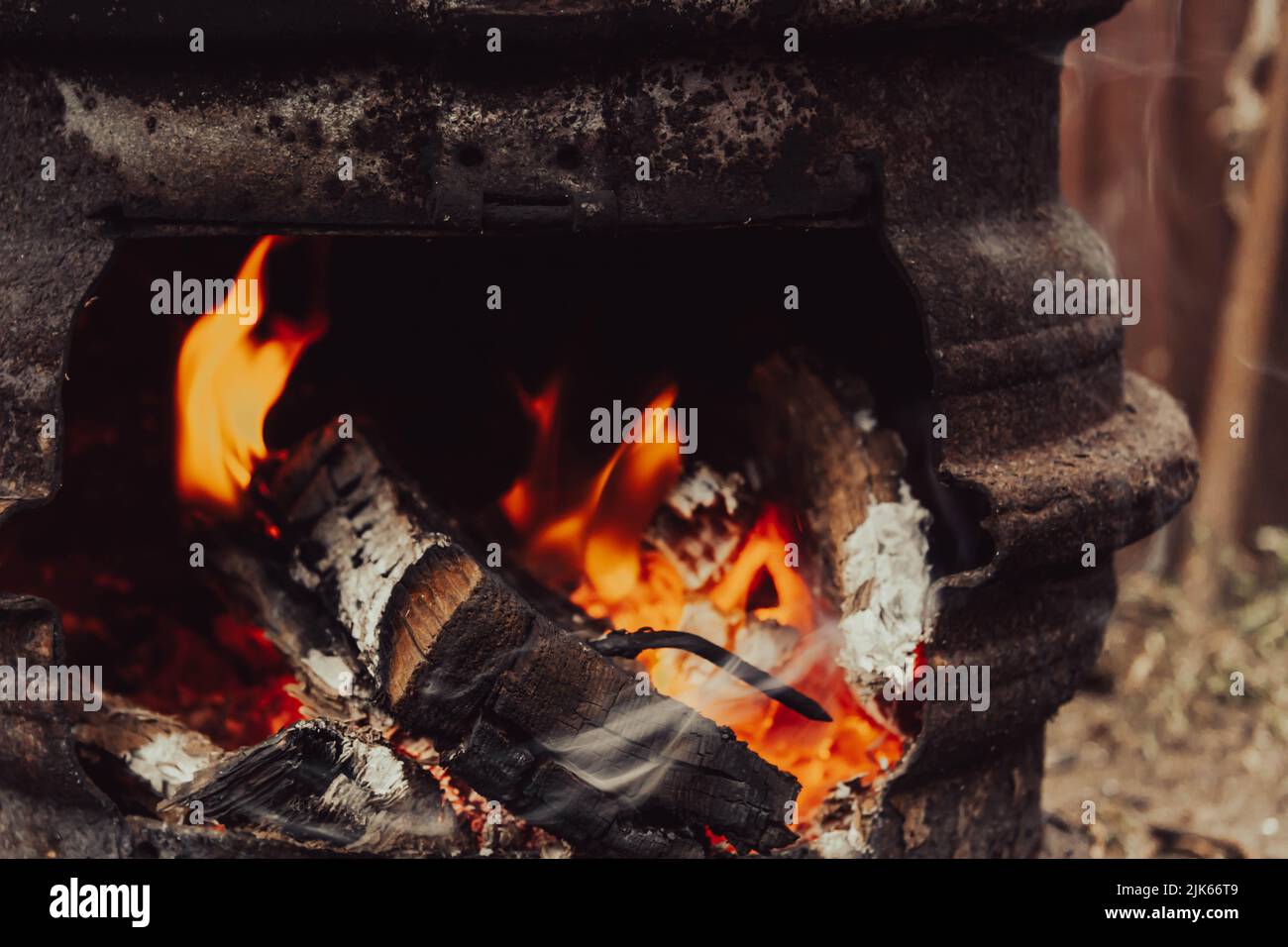 Wood burning. The rest of the hive. Burnt firewood. Ashes in the ...