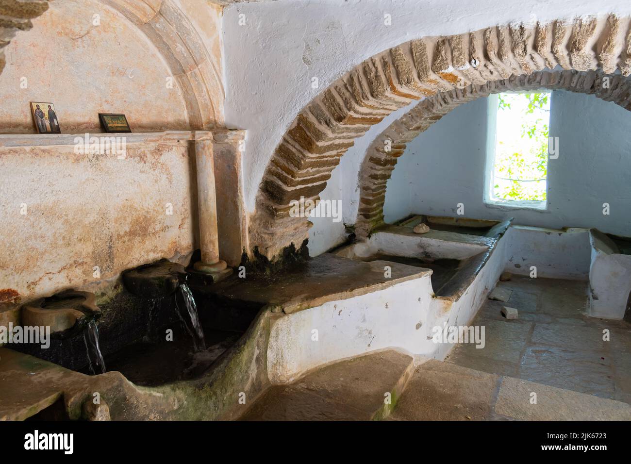 Fountain used for washing clothes in Kardiani village, Tinos island ...