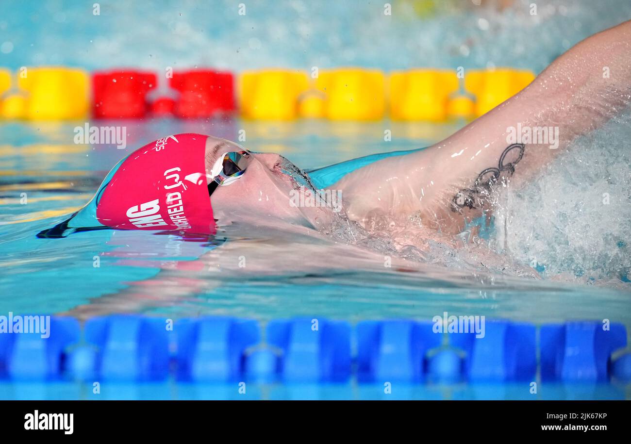 England’s Joe Litchfield competes in the Men's 50m Backstroke heats at ...