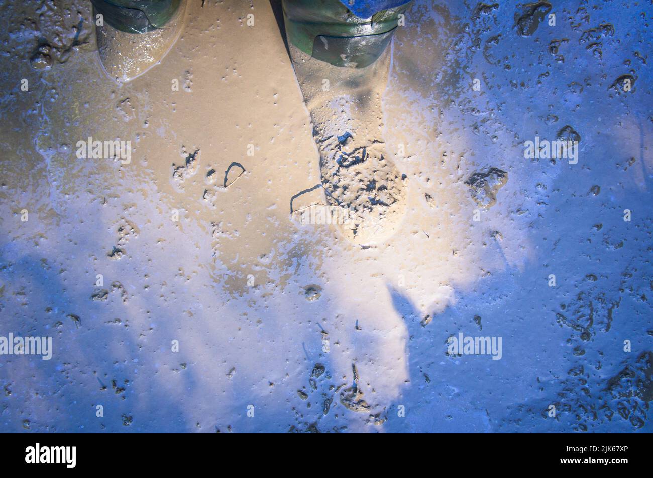 footprint, trace in mud, water, wet, tall rain boots. (CTK Photo/Libor ...