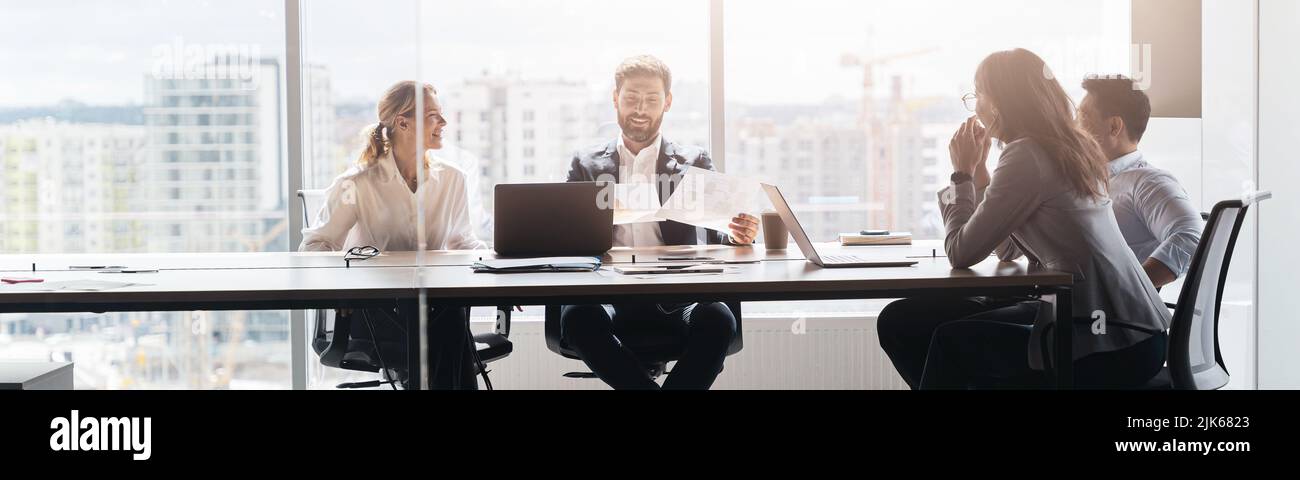 Corporate business team and manager in a meeting room at modern office ...